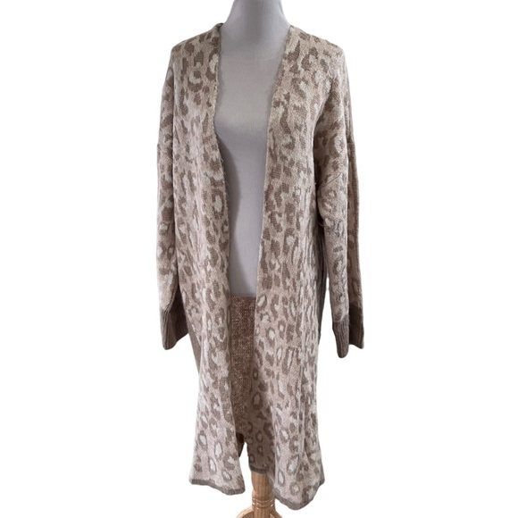 Topshop | Sweaters | Topshop Long Lined Open Front Leopard Print Duster ...